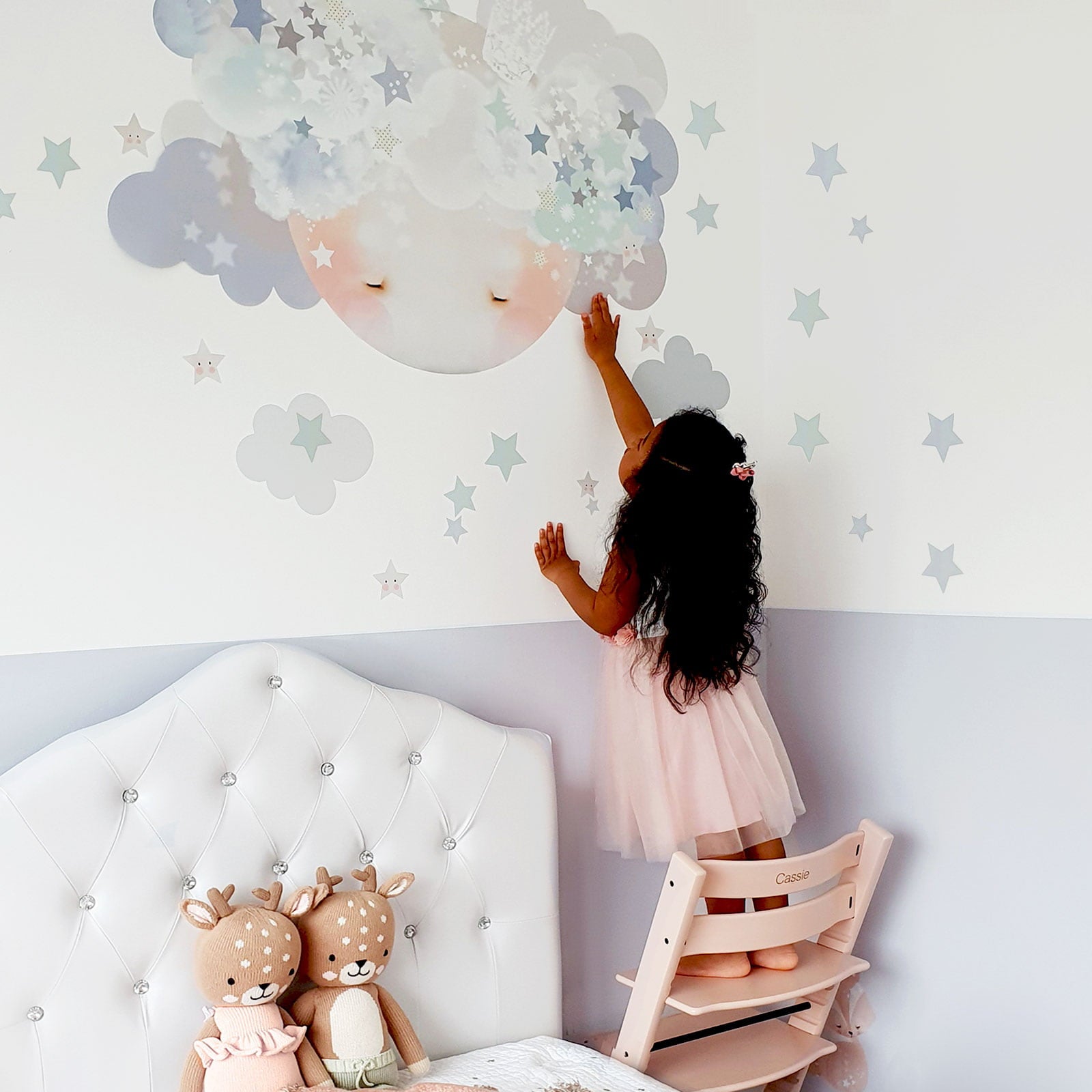 Sleepy Moon Wall Sticker - Blues I Schmooks | Nursery, bedroom wall art