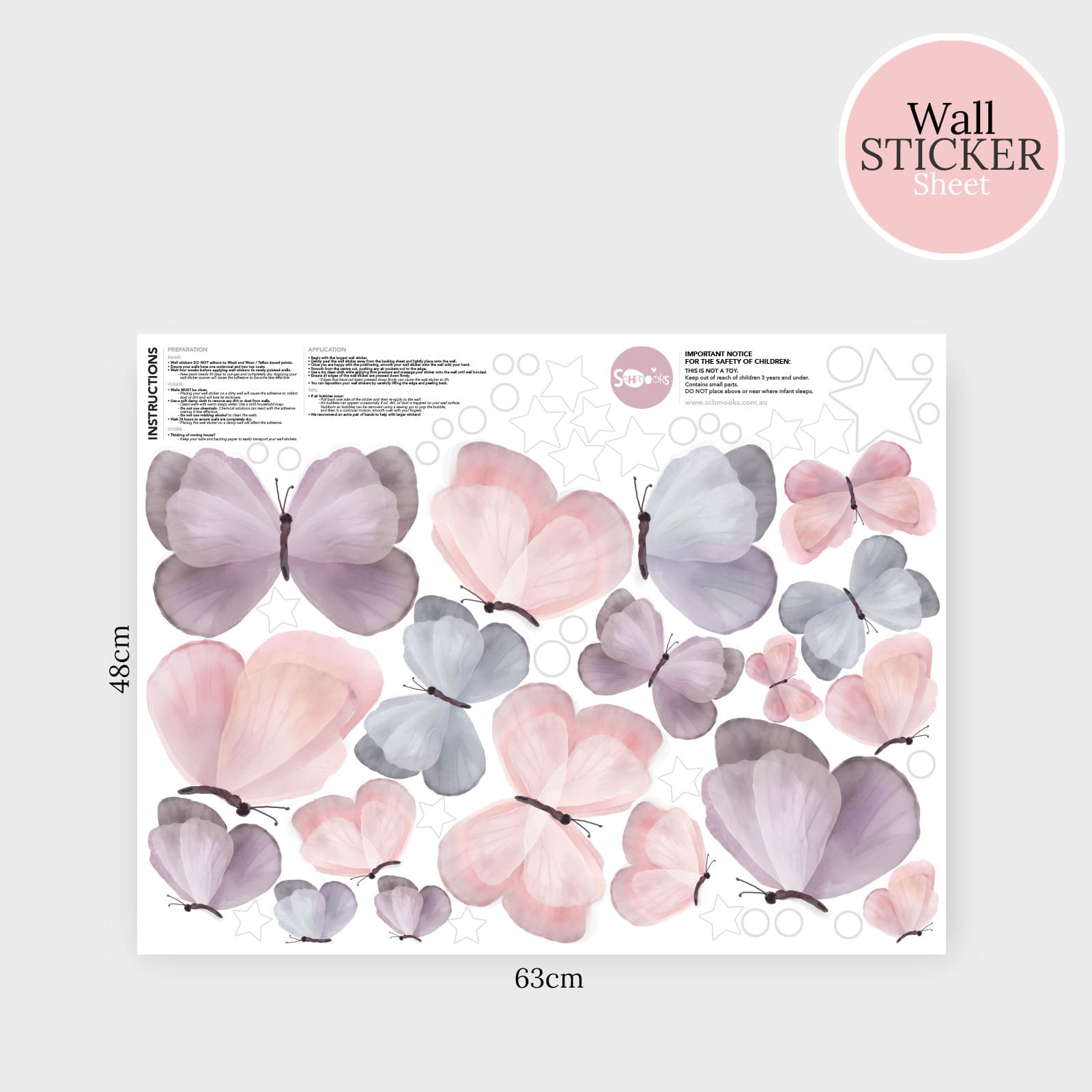 Butterfly Wall Sticker I Schmooks | Kids wall art, wall decals