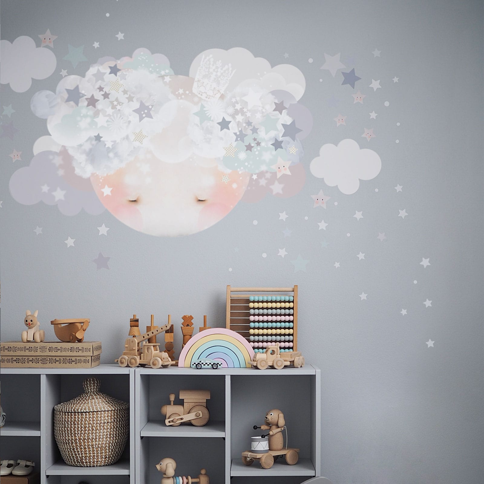 Sleepy Moon Wall Sticker - Blues I Schmooks | Nursery, bedroom wall art