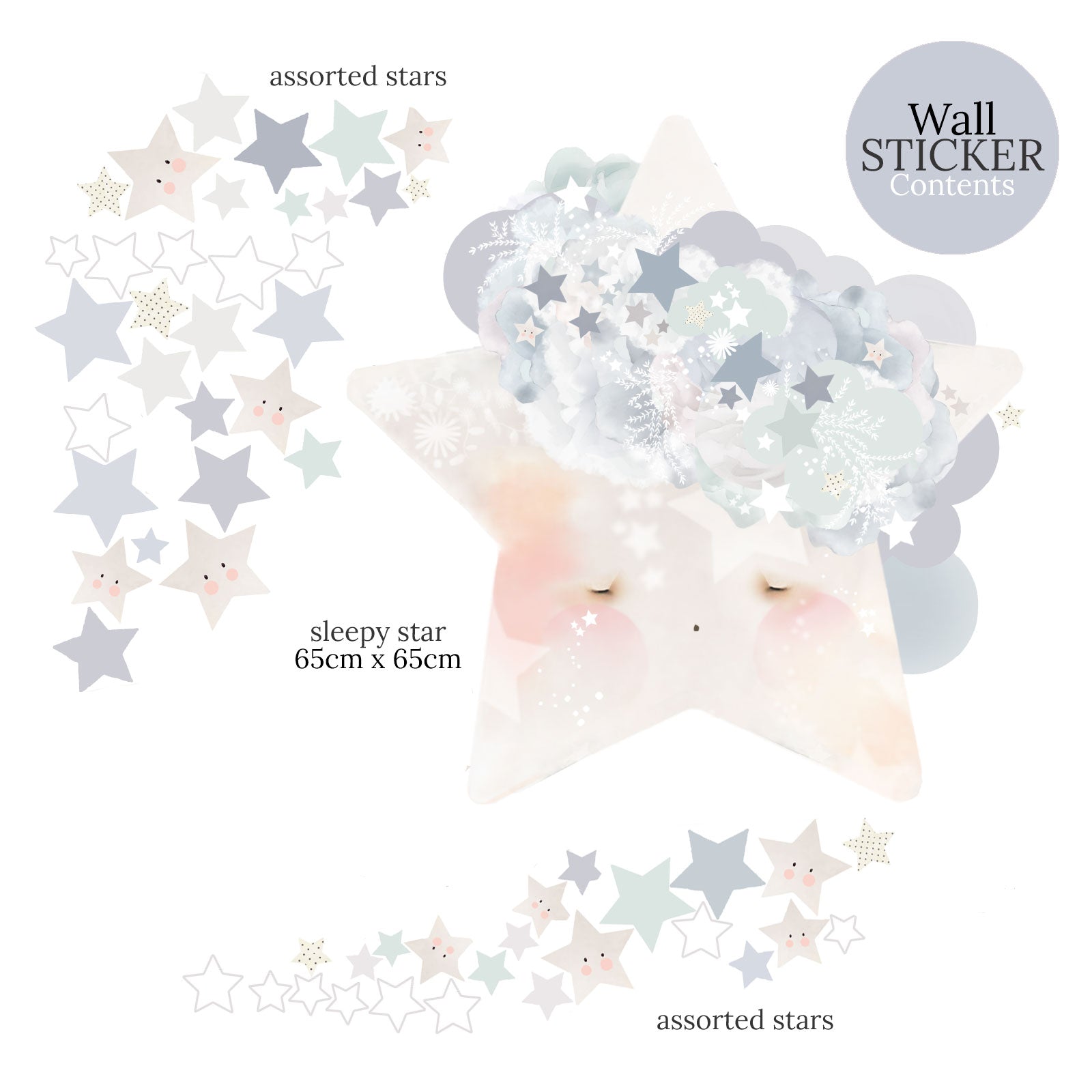 Wish Upon A Star Wall Sticker Blue I Schmooks | Nursery, bedroom wall art